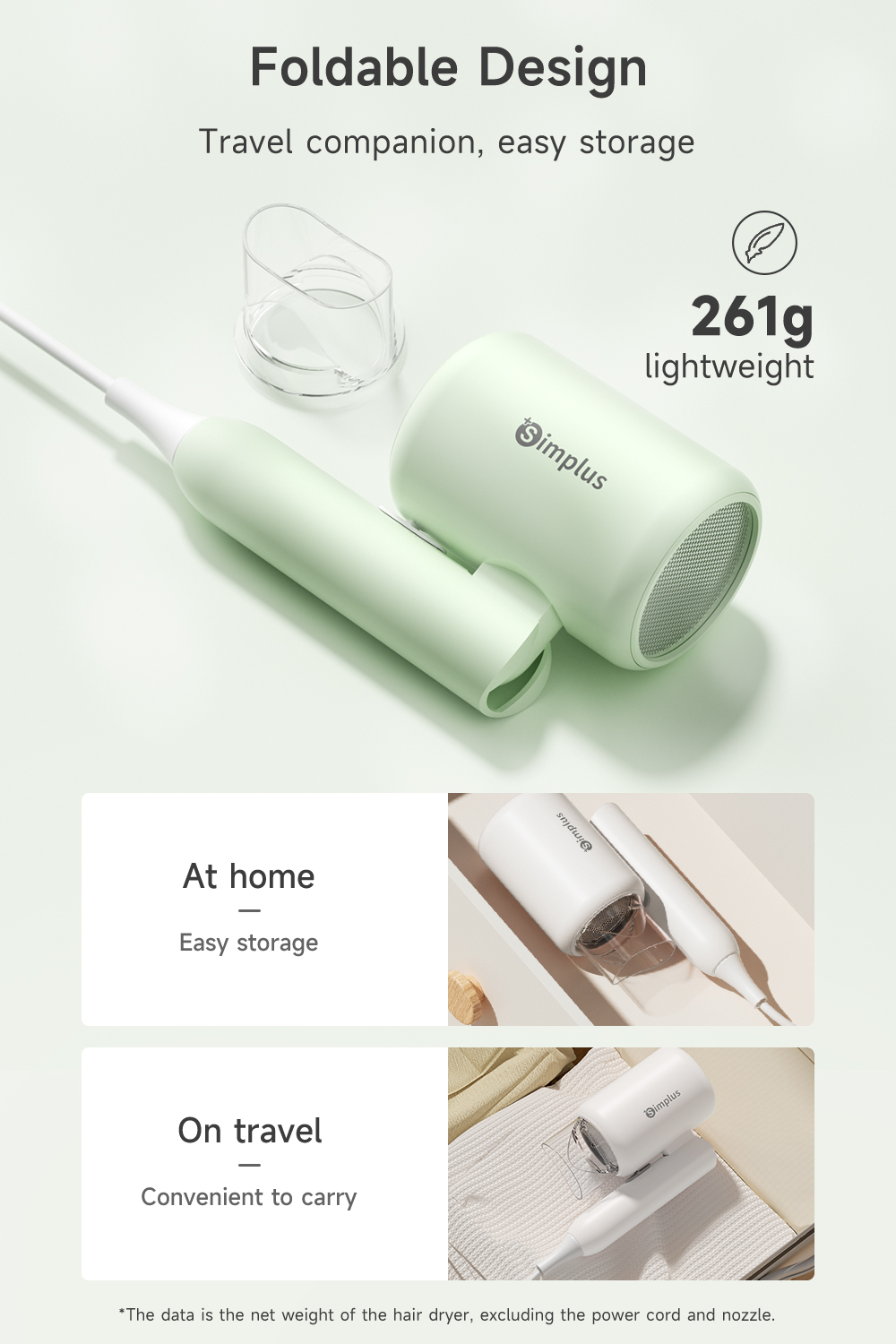 Simplus Hair Dryer丨Foldable Design丨Ionic Hair Care丨1250W Power丨3 Adjustable Modes丨3 colour ...