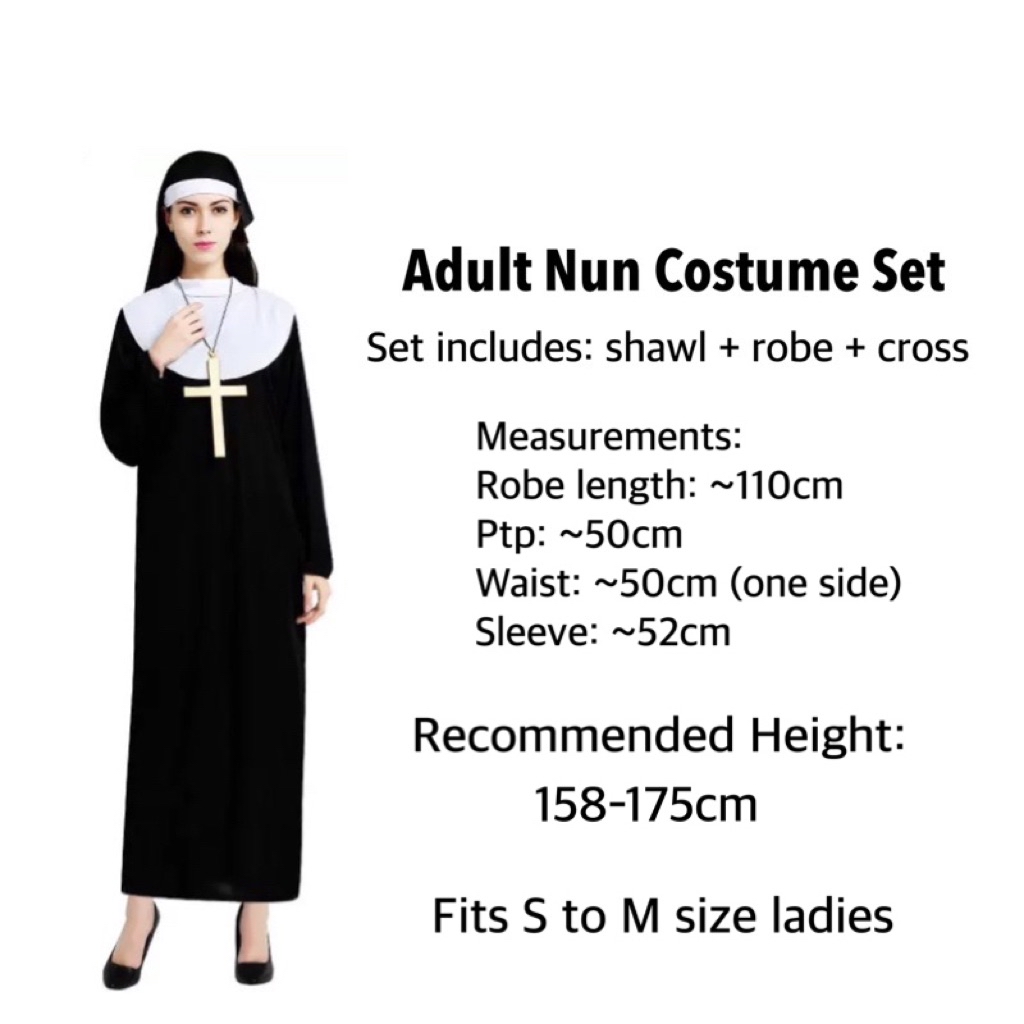 [SG Seller] Adult Priest & Nun Costume Halloween Father Sister Pastor ...