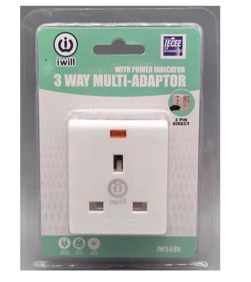IWill 3 Way Multi-Adaptor with Power Indicator (IW949N) | Shopee Singapore
