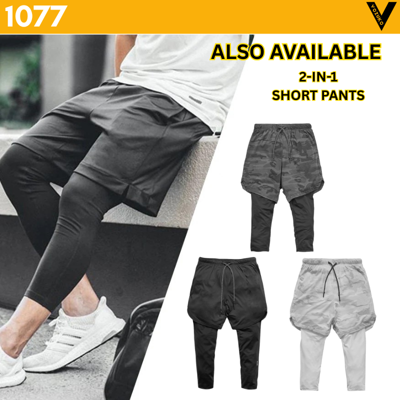 [SG SELLER] 2-in-1 Double Layer Short Running Sport Shorts Men Gym ...