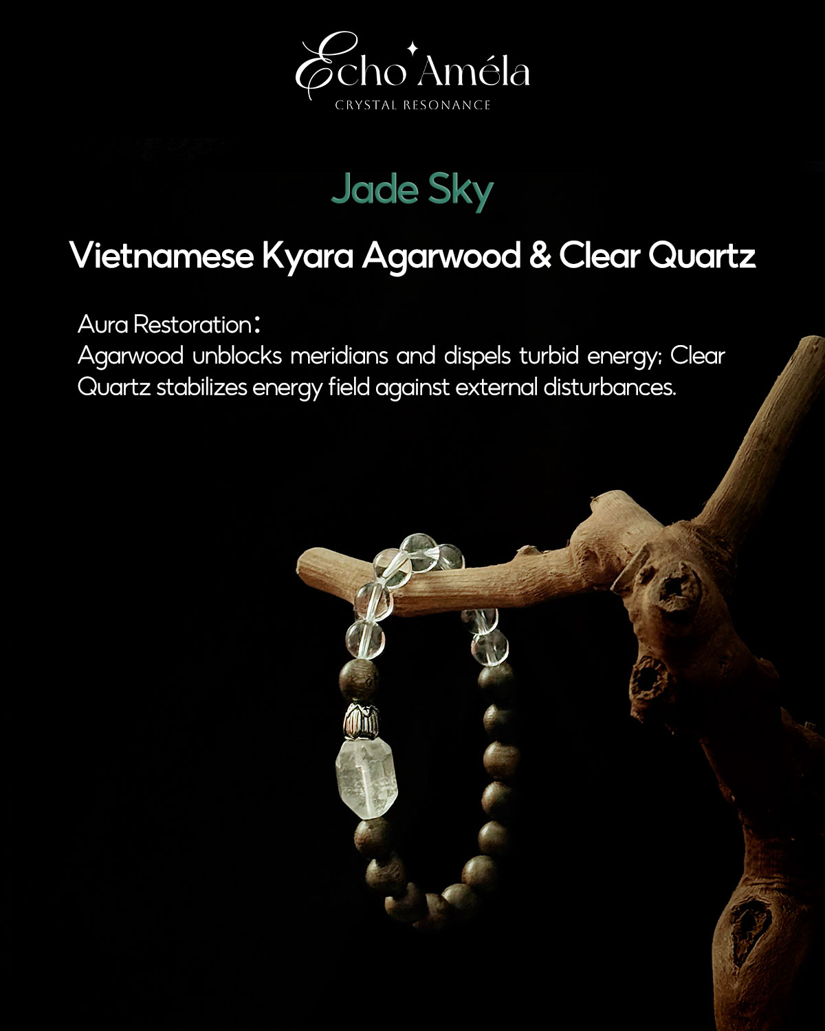 SG LOCAL - Echo Améla 8mm Kyara Agarwood Clear Quartz Natural Healing ...