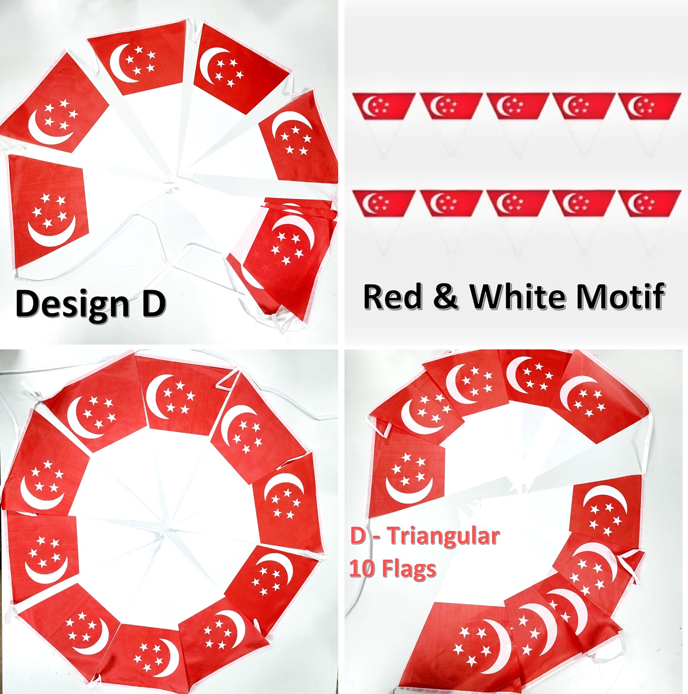 [NDP 02] [10 Flags/ 3.0 M] Singapore Hanging Flag Banner | National Day ...
