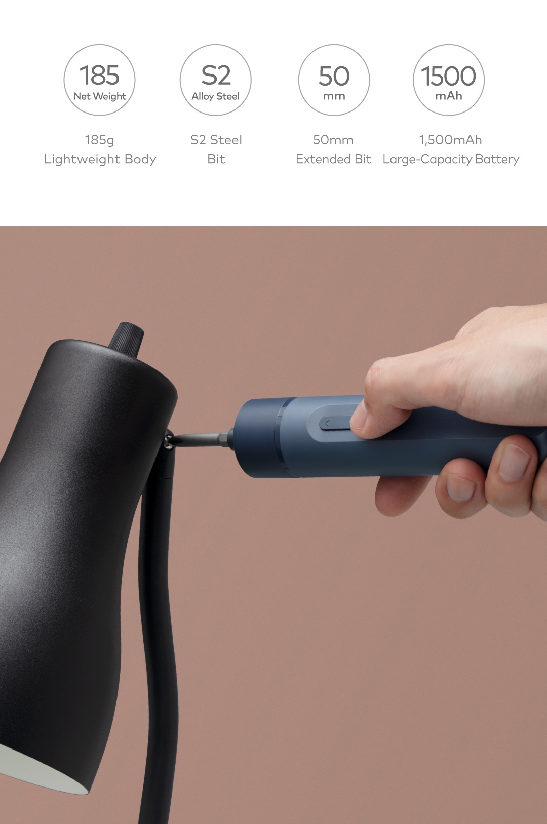 HOTO 3.6V Smart Cordless Screwdriver Lite – 3N·m Torque, 220RPM, Dual ...