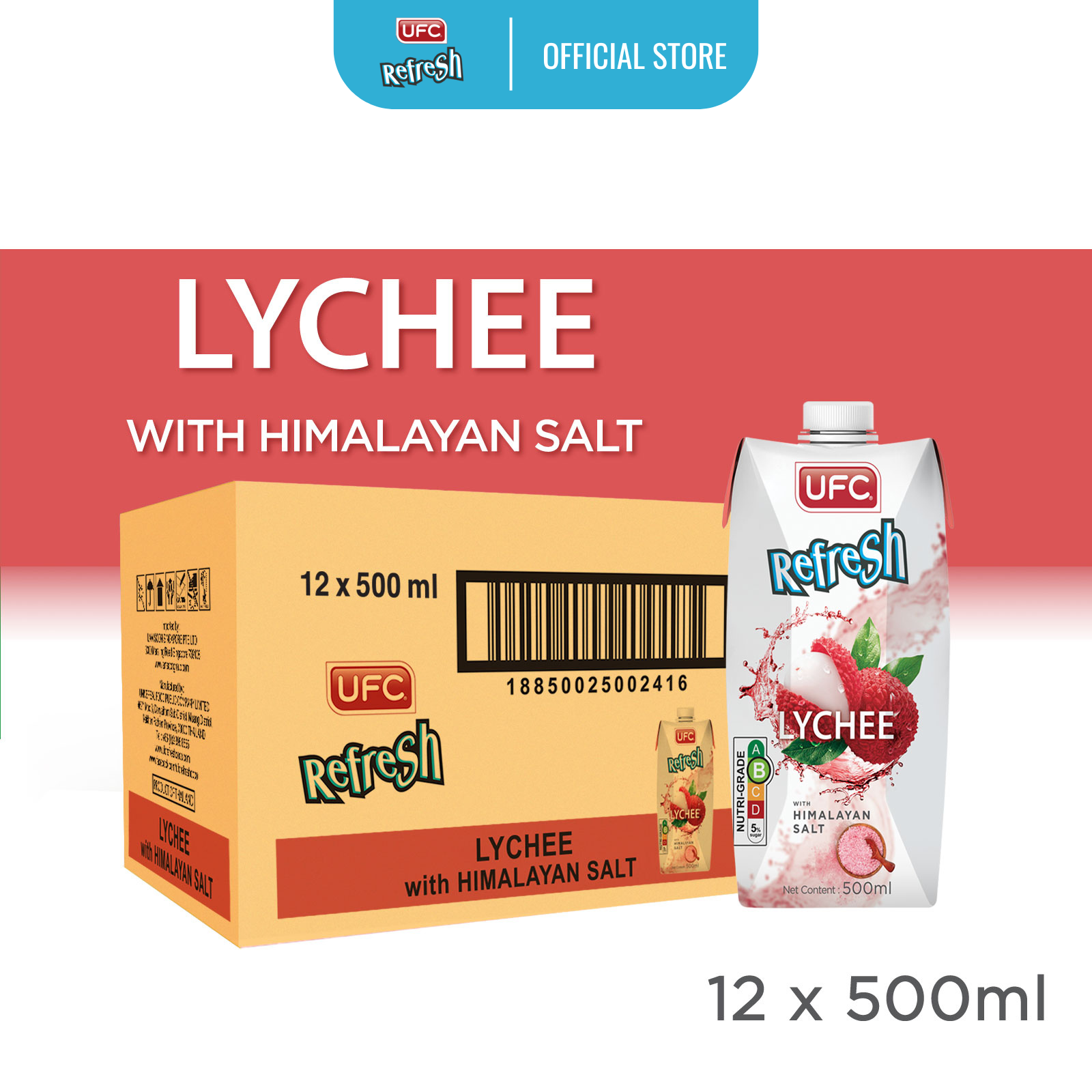 [Carton of 12] UFC Refresh Lychee with Himalayan Salt 500ml | Shopee ...
