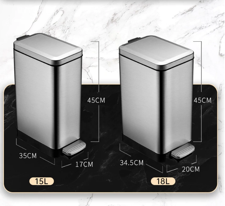 Stainless Steel Pedal Dustbin with Lid Soft Closing Large Trash Bin ...