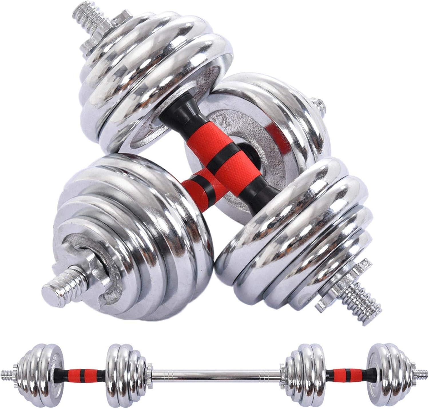 [SG SELLER] Adjustable Weights Cast Iron Dumbbell Barbell Chrome ...
