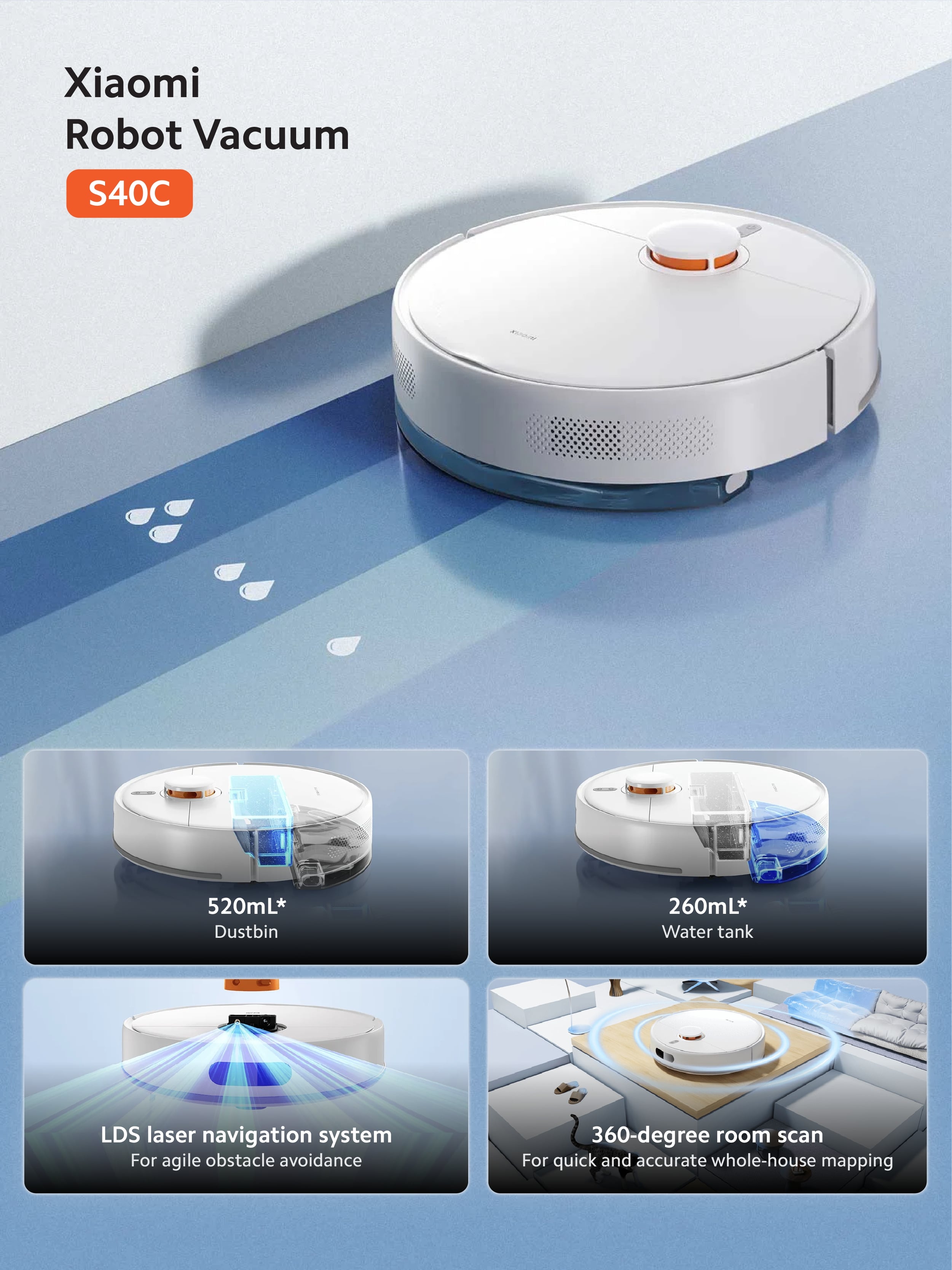 [NEW LAUNCH] Xiaomi Robot Vacuum S40C | 5000Pa Suction | LDS Laser ...