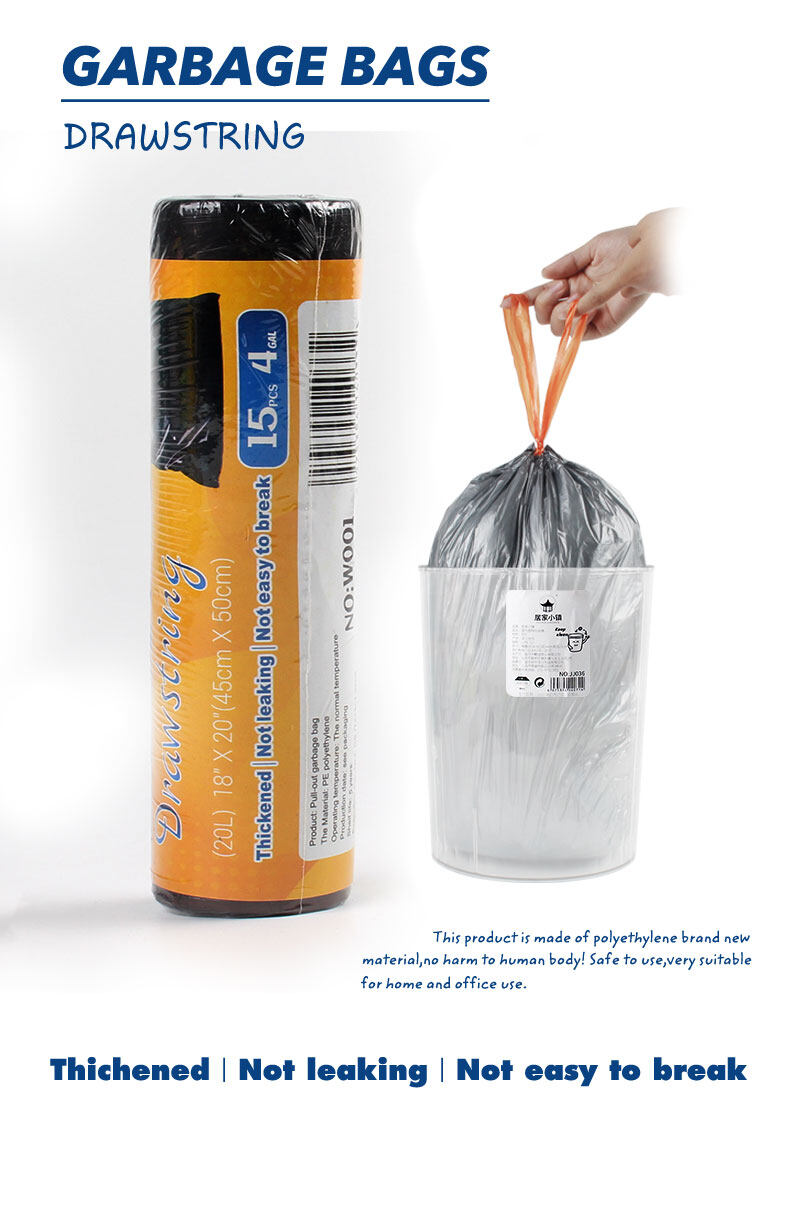 🇸🇬【SG stock】Trash Bags Drawstring Garbage Bags 20/30/50/80L Thickened ...