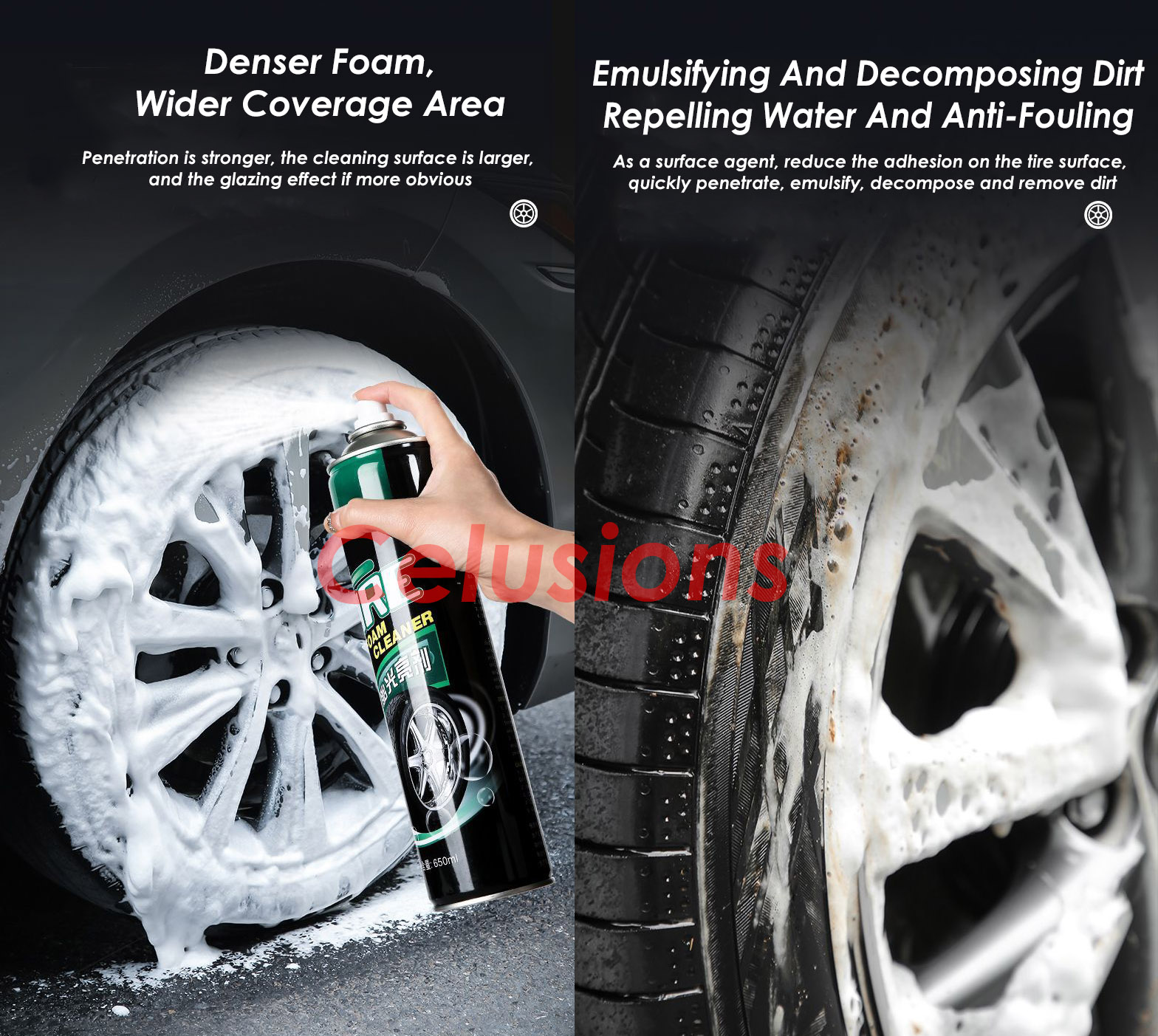【SG Seller】⭐Tire Cleaner Foam Spray⭐ Tyre Cleaning Restore Black Shine ...