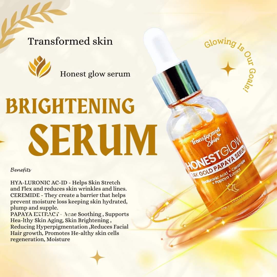 Honest Glow Serum Glass Skin | 24K Gold Papaya Serum 30ml (SG Ready ...