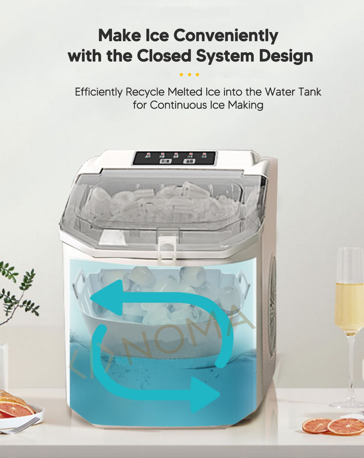 【SG】 HICON Home Automatic Self Cleaning Ice Maker Machine | Fast Making 9 Cubes | Silent ...