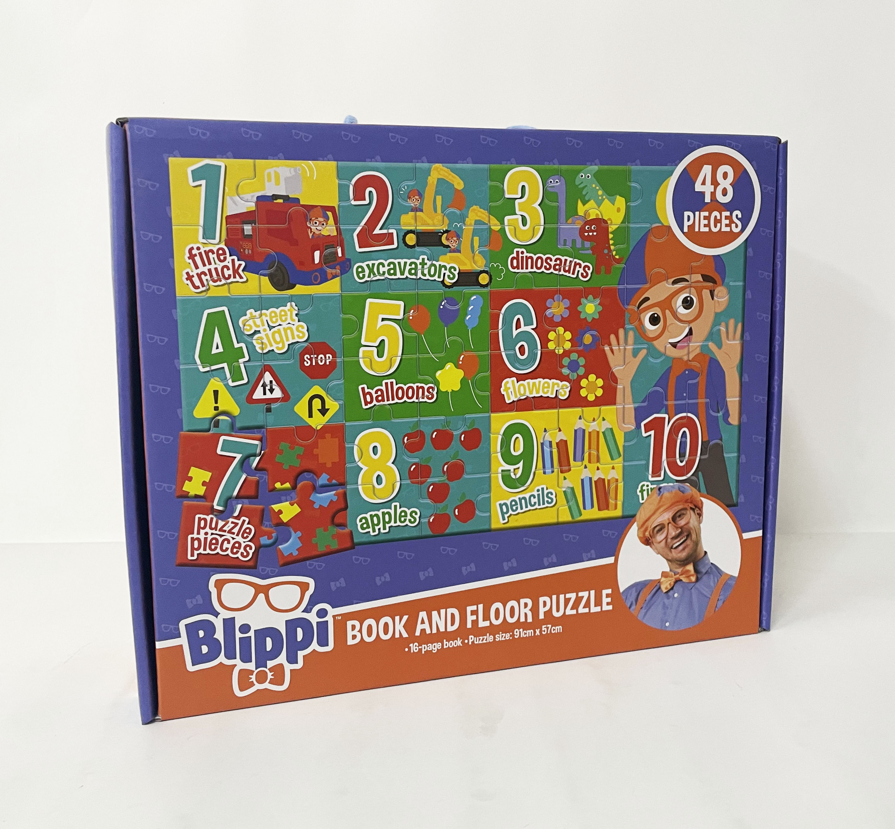 Blippi Giant Floor Puzzle & Book For Preschool Kids to Learn Numbers ...