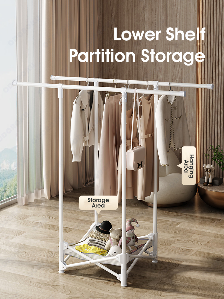 ODOROKU Foldable & Free Standing White Clothes Clothes Laundry Rack ...