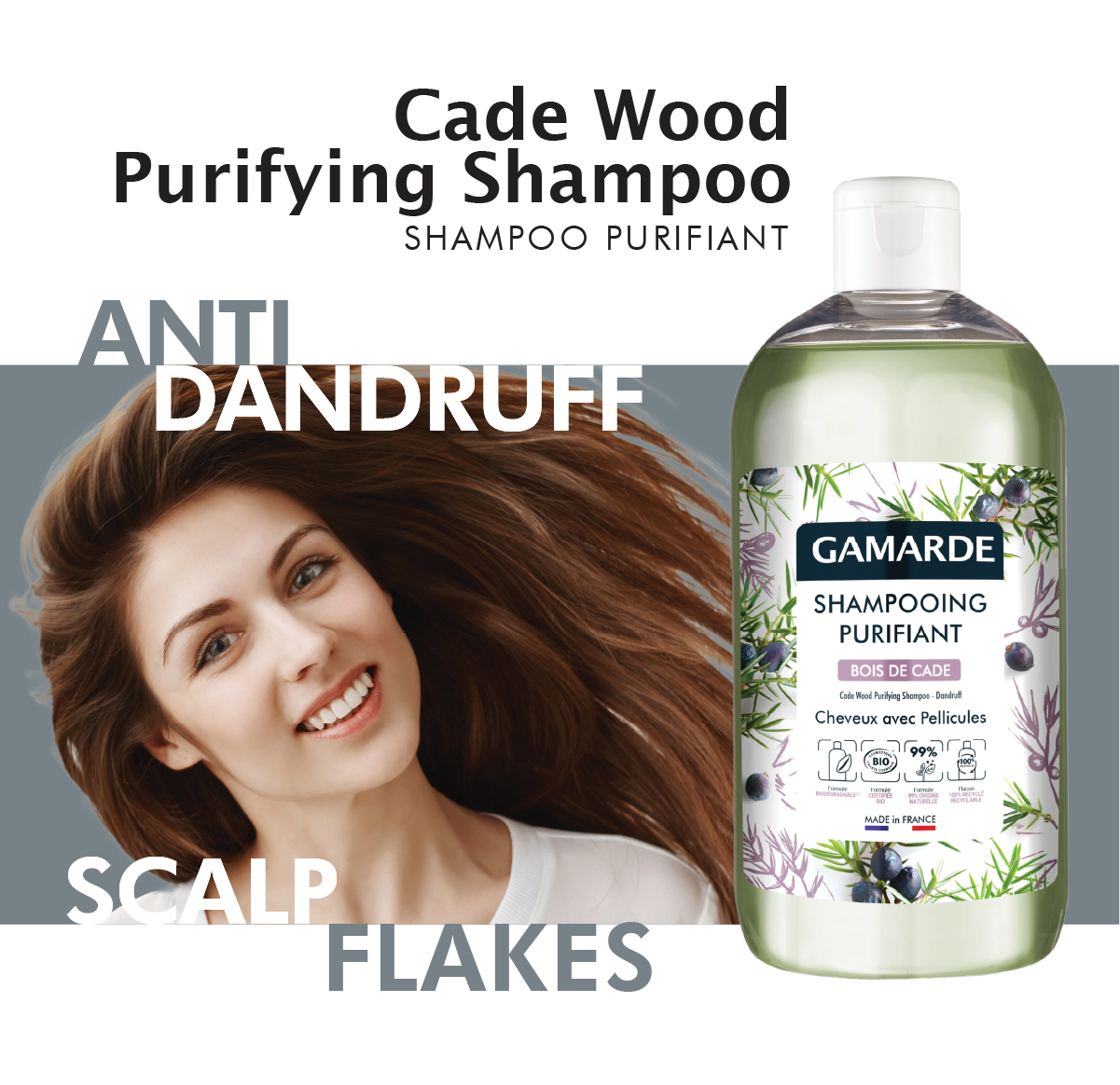 GAMARDE Organic Anti Dandruff Shampoo 500ml with Cade Wood, Deep ...