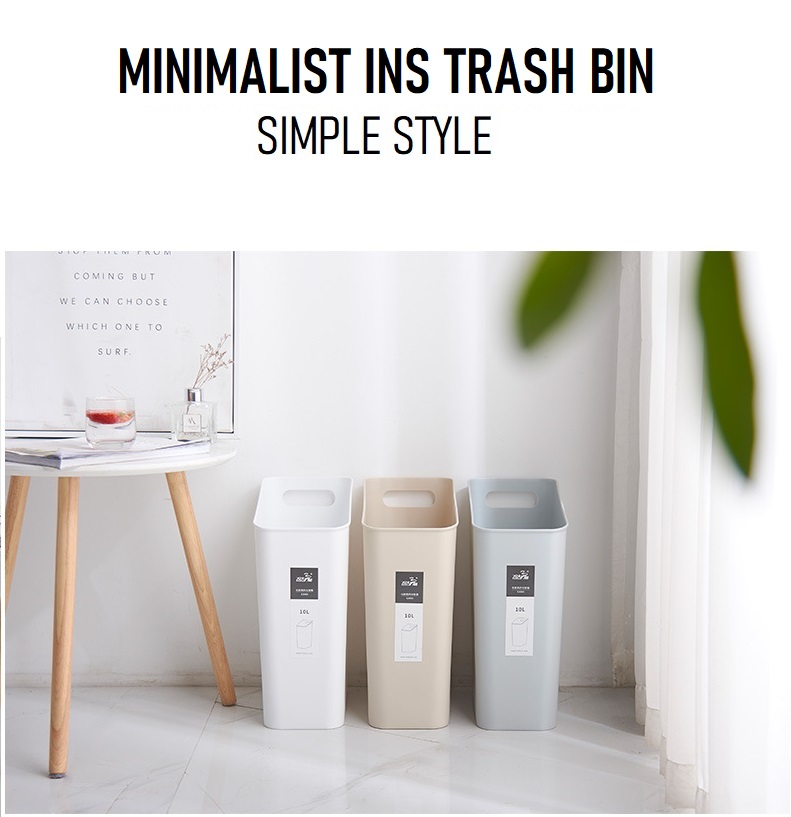 Minimalist Slim Trash Bin Dustbin without Cover Simple Design Kitchen ...