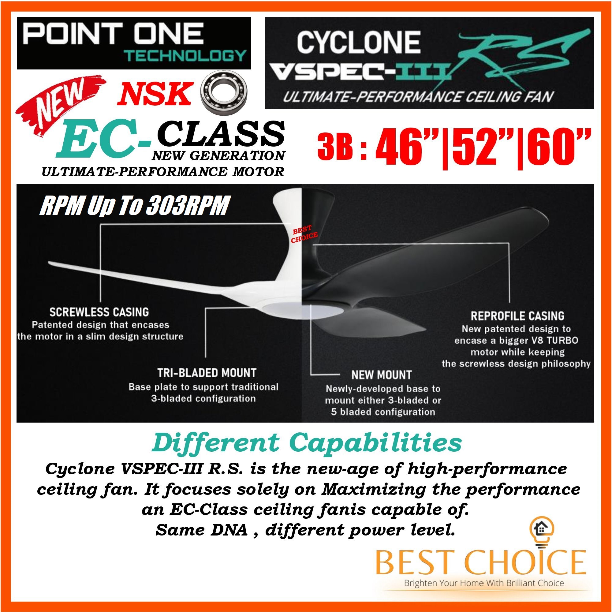 [NEW] Po Eco Cyclone RS 3Blades Ceiling Fan + EC Motor + Smart Function ...
