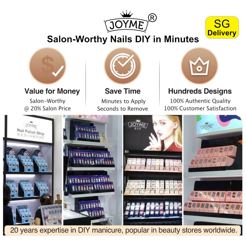 JOYME Press-on Luxury Pre-glue Nails 30pcs Short Long 24 Plain + 6 Art Colour Magic Press Fake ...