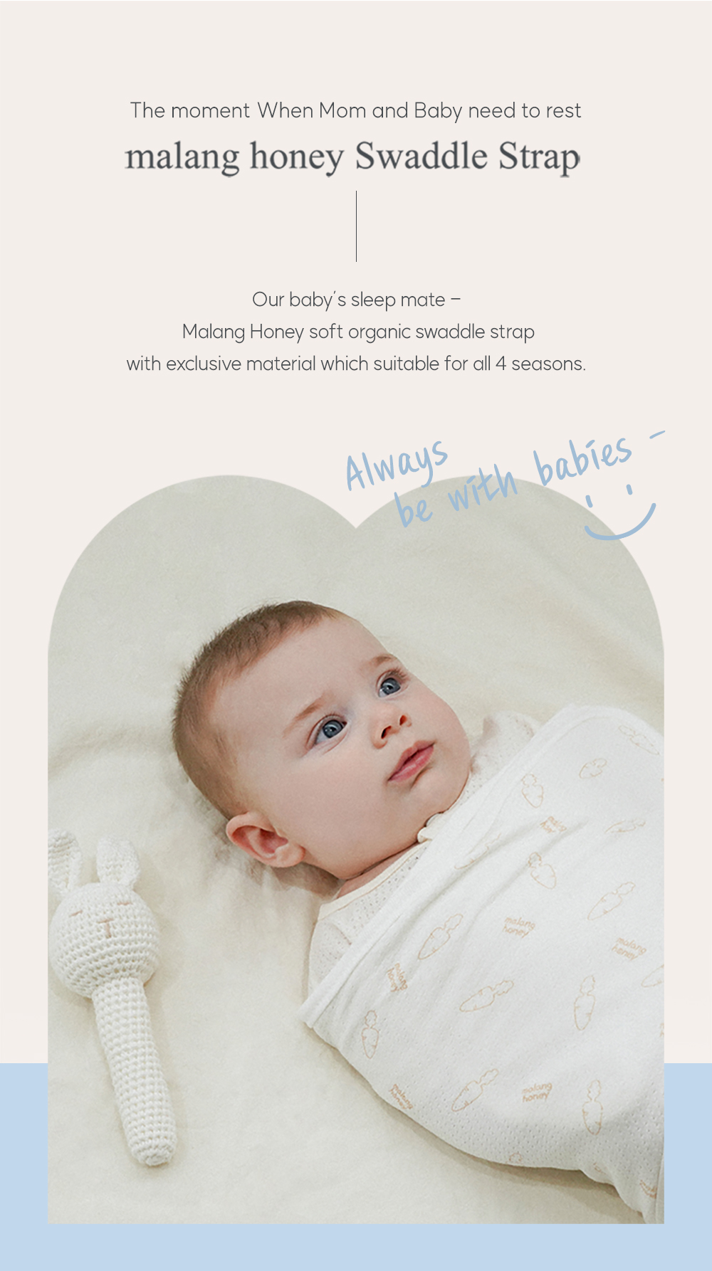 [Malang Honey] Korean 100% Organic Swaddle Strap Basic & Suit type for ...