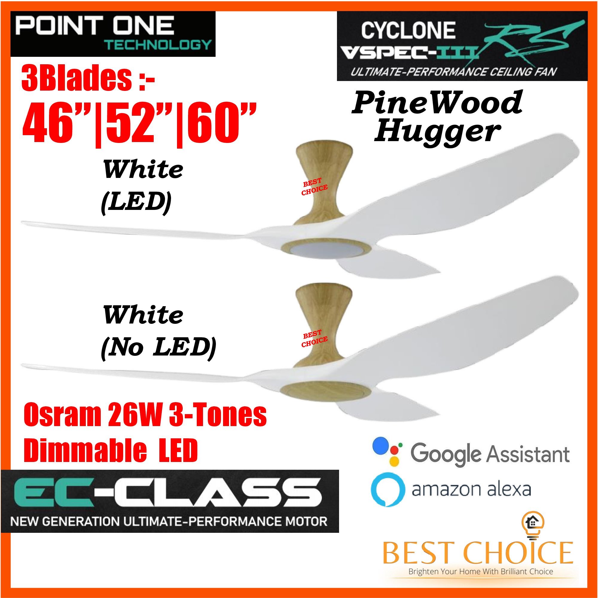 PO ECO CYCLONE VSPEC-III RS PineWood Body SMART WIFI EC Motor Ceiling ...