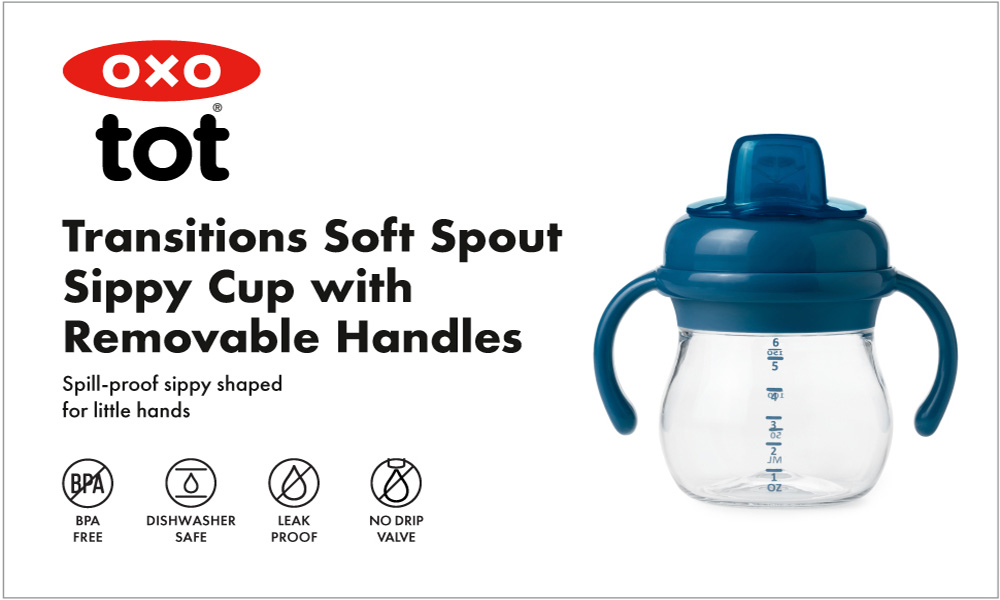 OXO Tot Transitions/ Grow Soft Spout Cup With Removable Handles (6oz ...