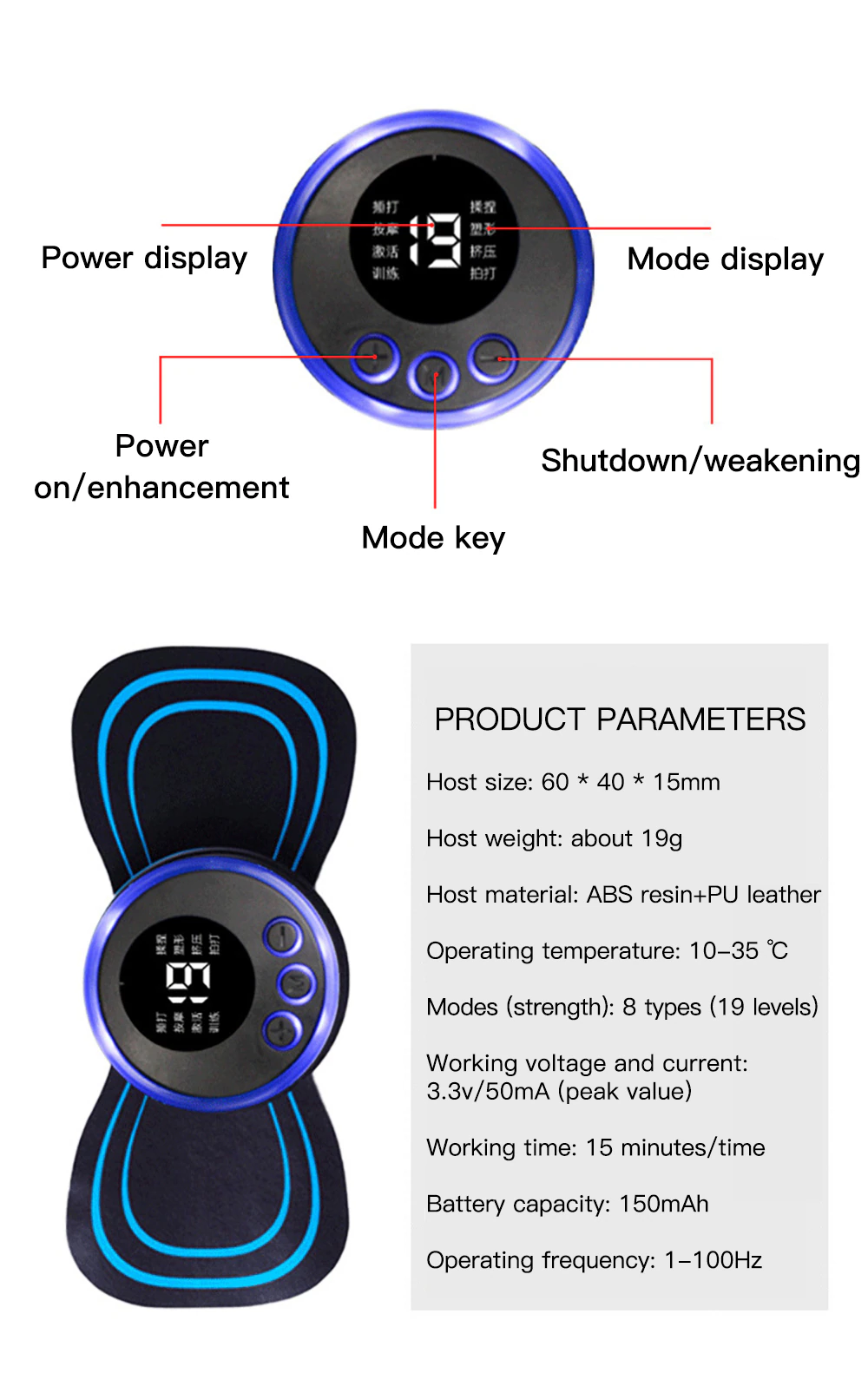 EMS Smart Mini Cervical Spine Massage Paste Electric Neck Massager ...