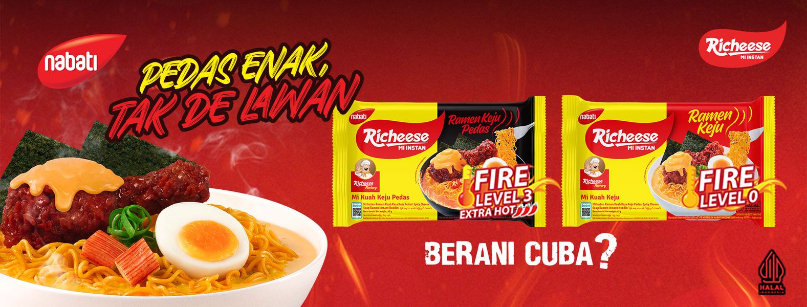 NABATI Richeese Instant Noodle Ramen Soup Spicy Level 0 - 3 Mamee Ghost ...