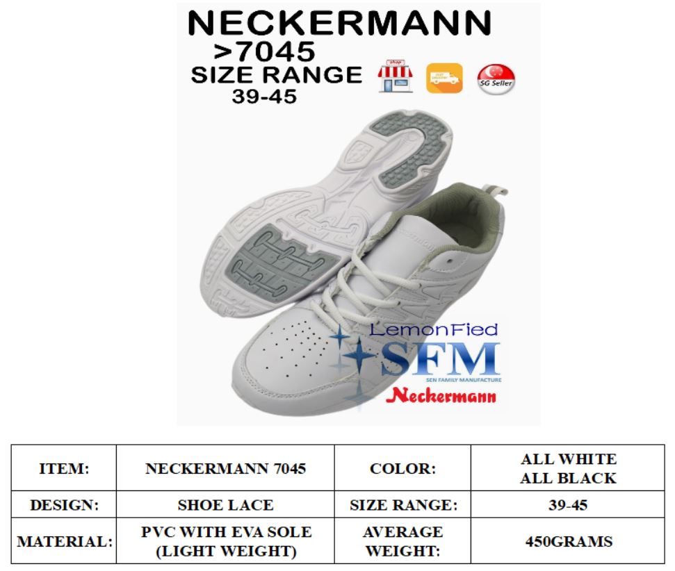 Neckermann 7045 Size 39 - 45 School Shoes White BLACK Sneakers SG ...
