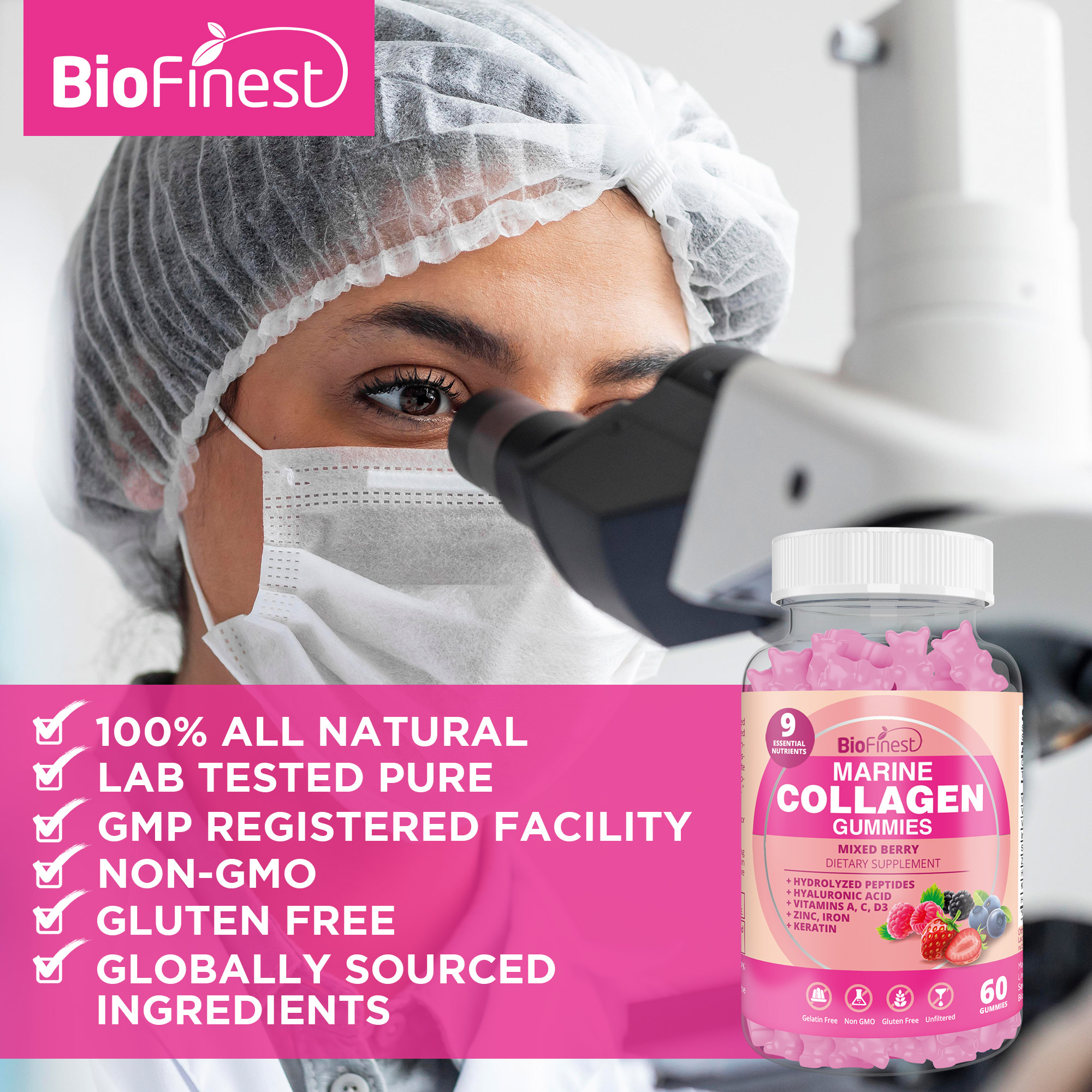 Biofinest Marine Collagen Gummy Supplement Hydrolyzed Peptides ...