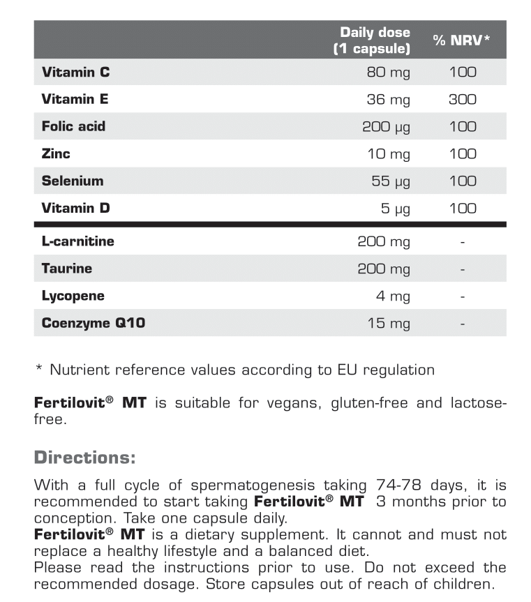 FERTILOVIT MT (Dietary/Vegan Supplement for Male Fertility) | Shopee ...