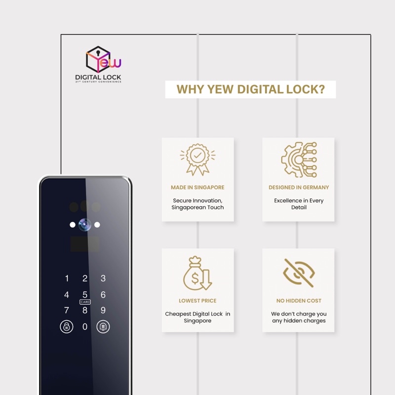 FREE Installation | Yew X9 2024 Version Facial Recogniton Door Digital ...