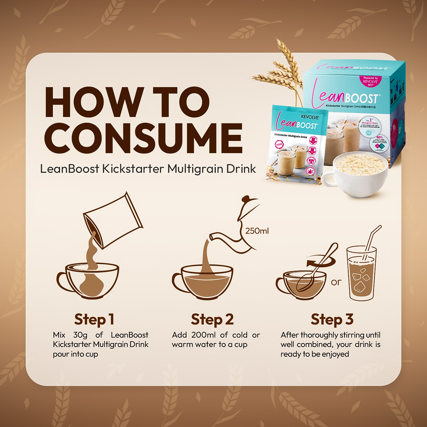 [dr. MCT®] LeanBoost Multigrain Drink Infused MCT Powder - 10 Sachets ...