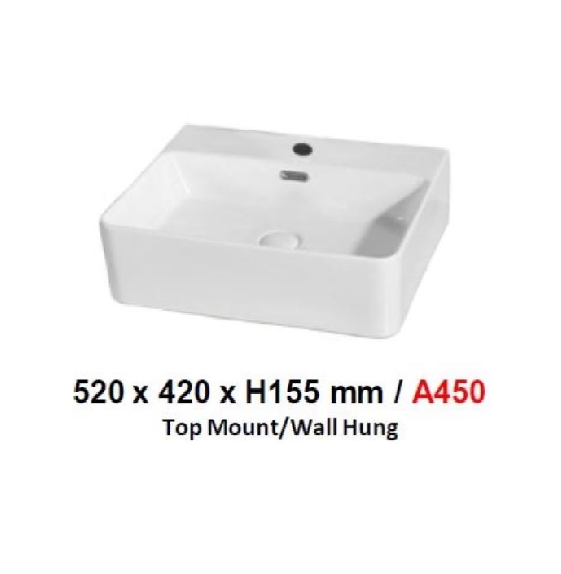 Baron Designer Basin A450 - TOP Mount/ Wall Hung | EXPRESS FREE ...