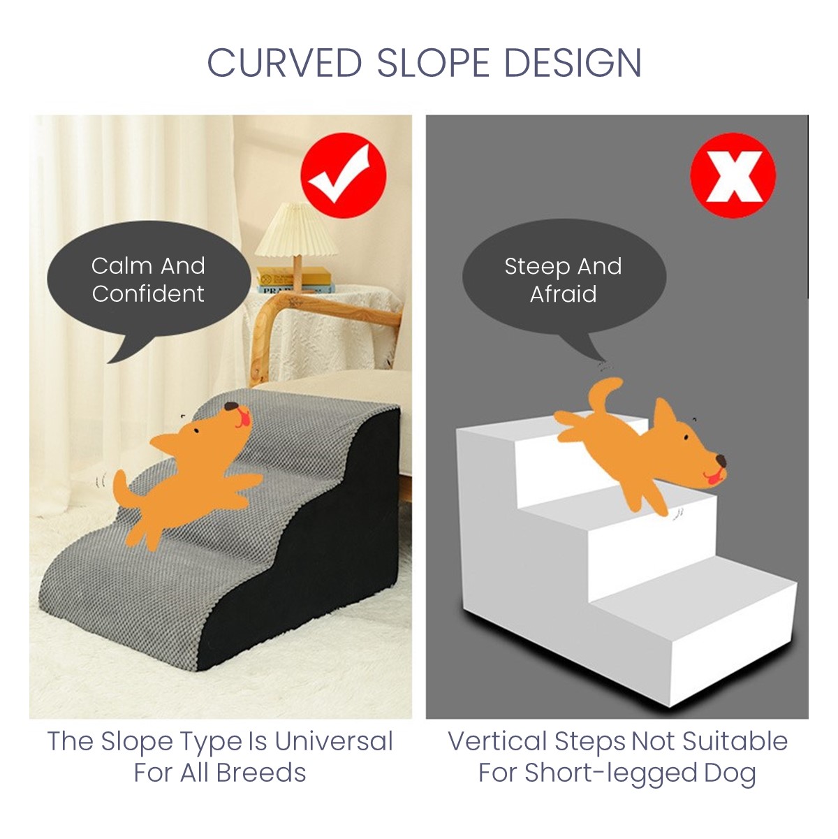 Adjustable Solid Wood Dog Pet Stair Steps Ladder Sponge Slope Ladder ...