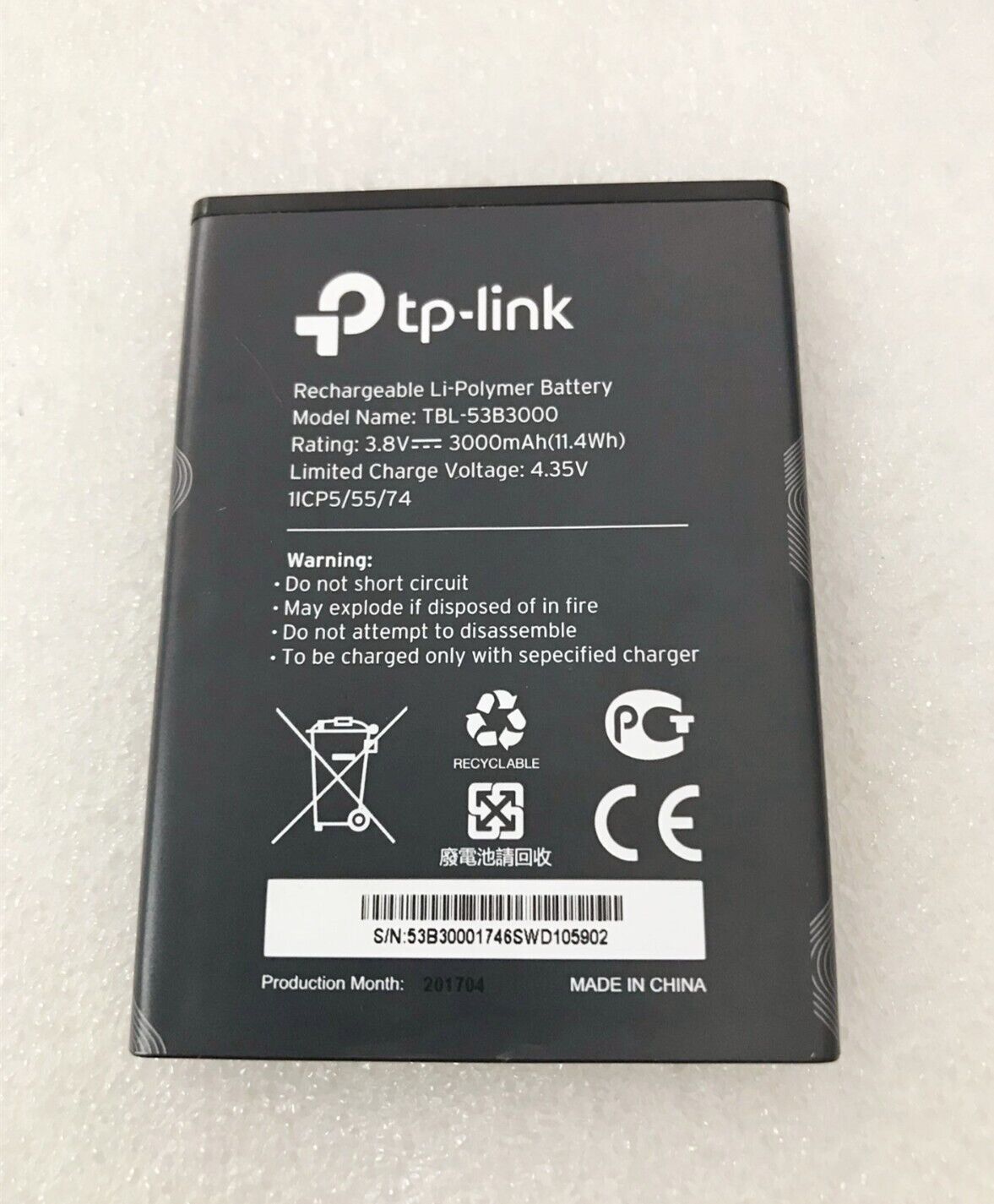 TP-Link TBL-53B3000 3000mAh Battery for M7450 M7650 Mobile Hotspots ...