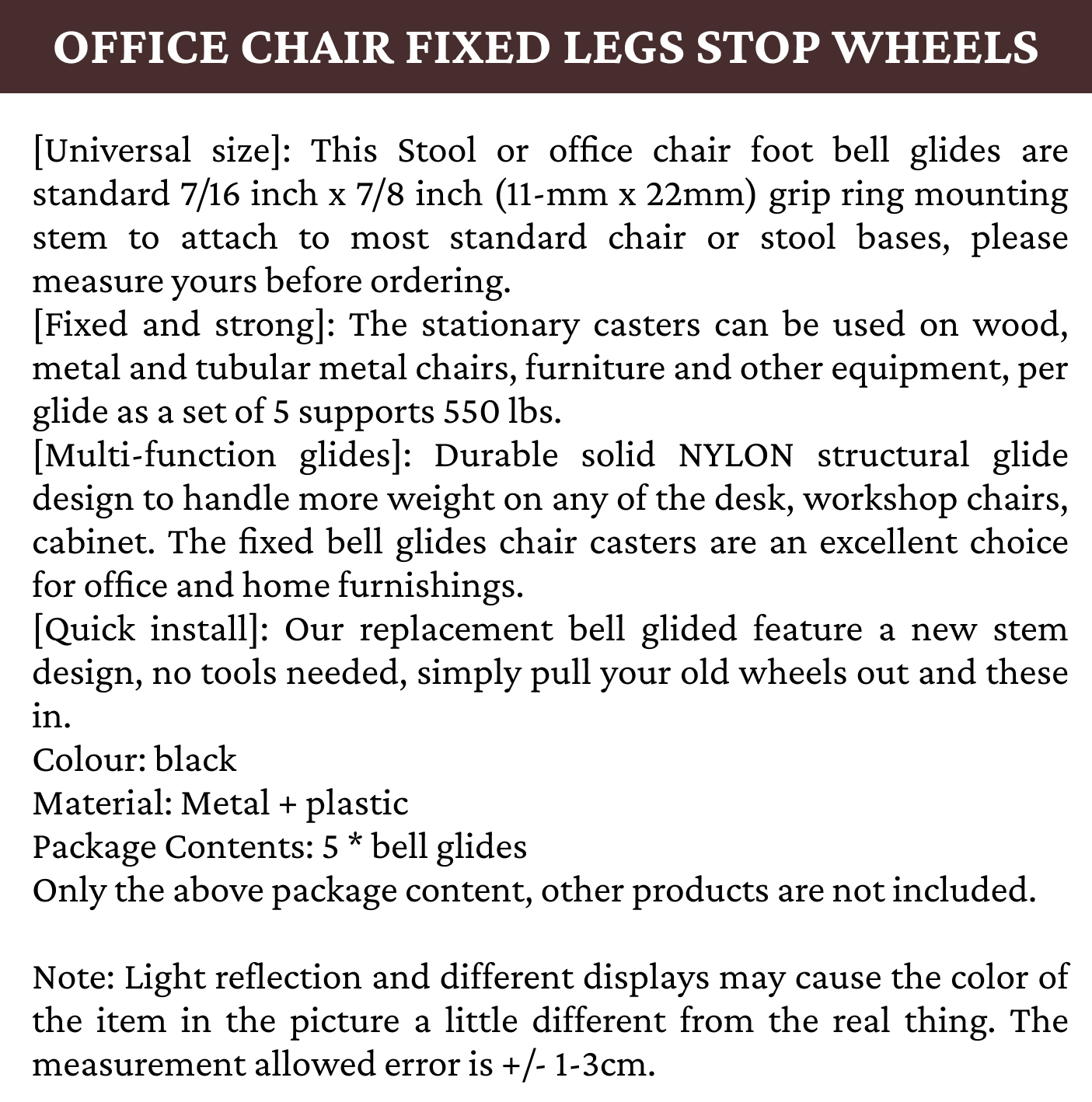 Office Chair Wheels Feet Locking, 5 Pcs Swivel Chair Fixed Casters ...