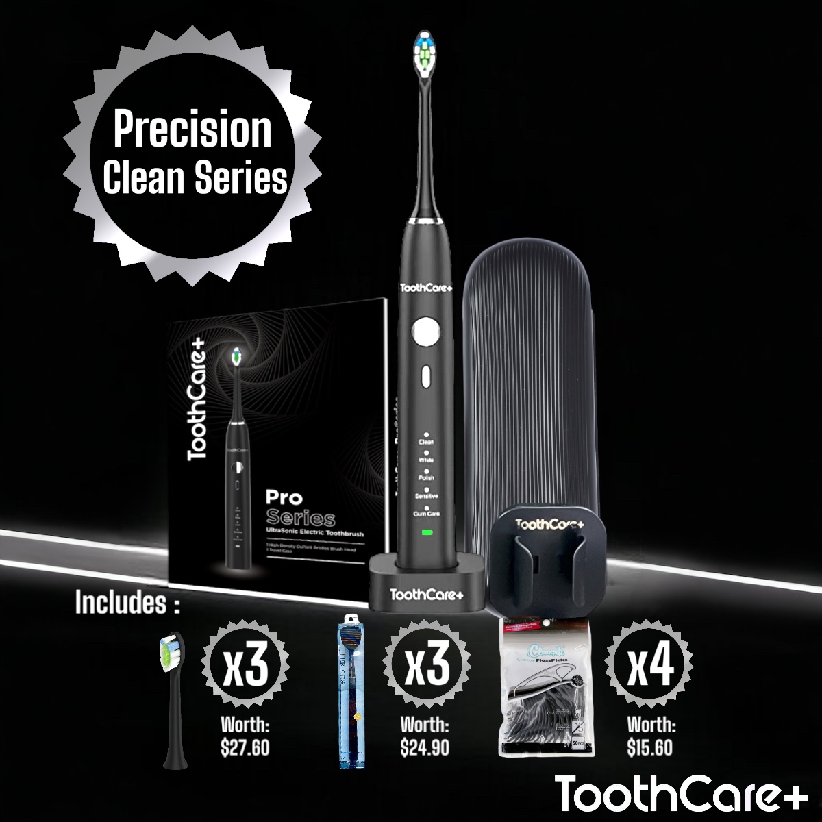 ToothCare+ Pro Series UltraSonic Electric Toothbrush (Satin Black ...
