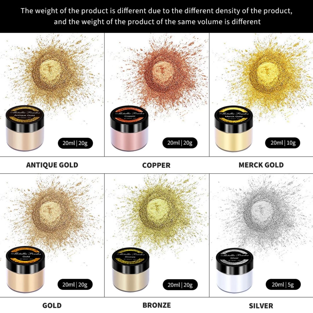 6 Colours 20g Metallic Pigment Powder Set for Epoxy Resin UV Resin ...