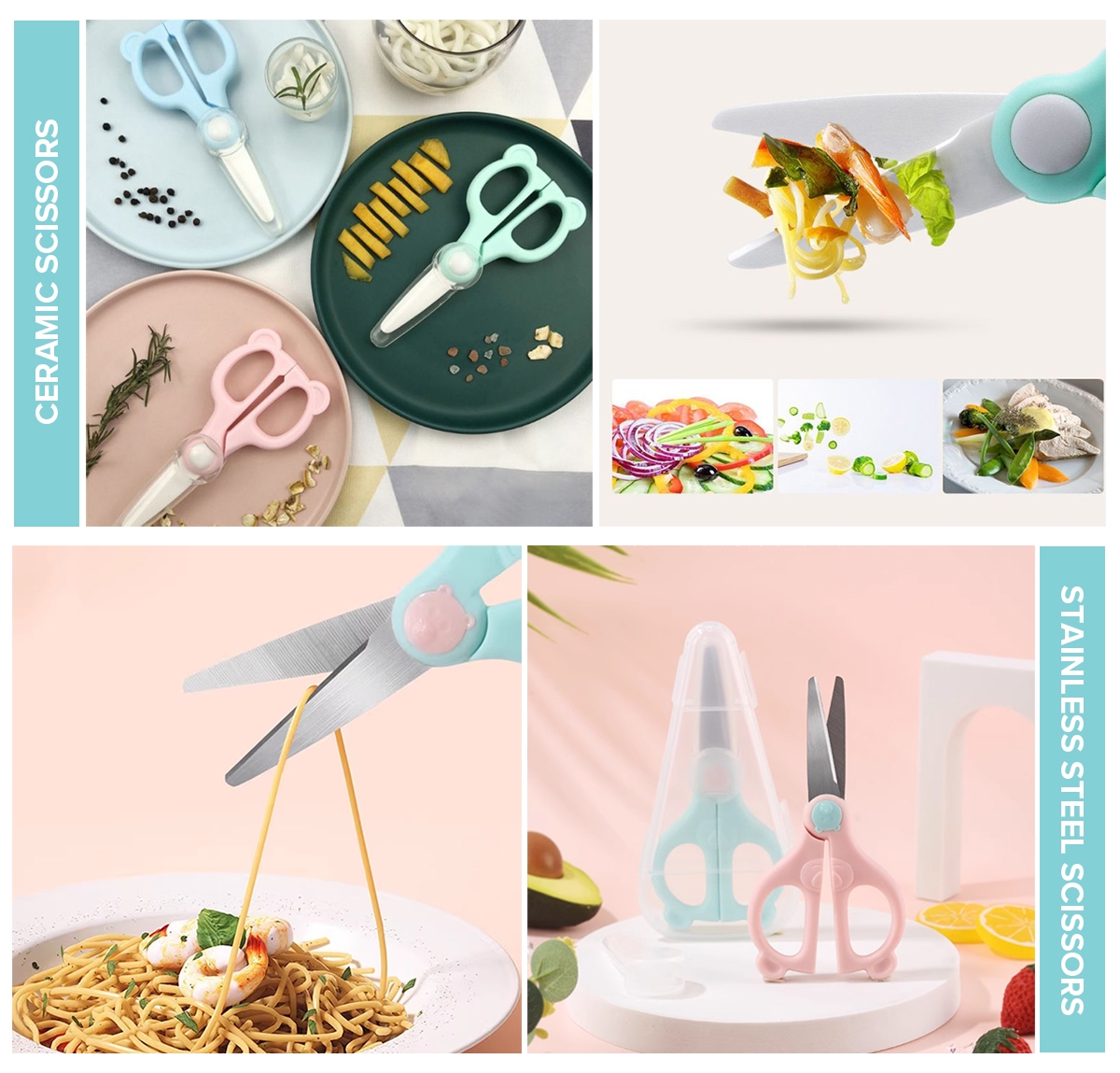 Cubble Little Bear Ceramic Food Scissors / Stainless Steel Food ...