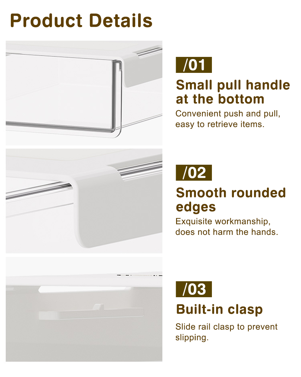 Hidden Drawer Storage Box Under Table Office Home Large Multi-function ...