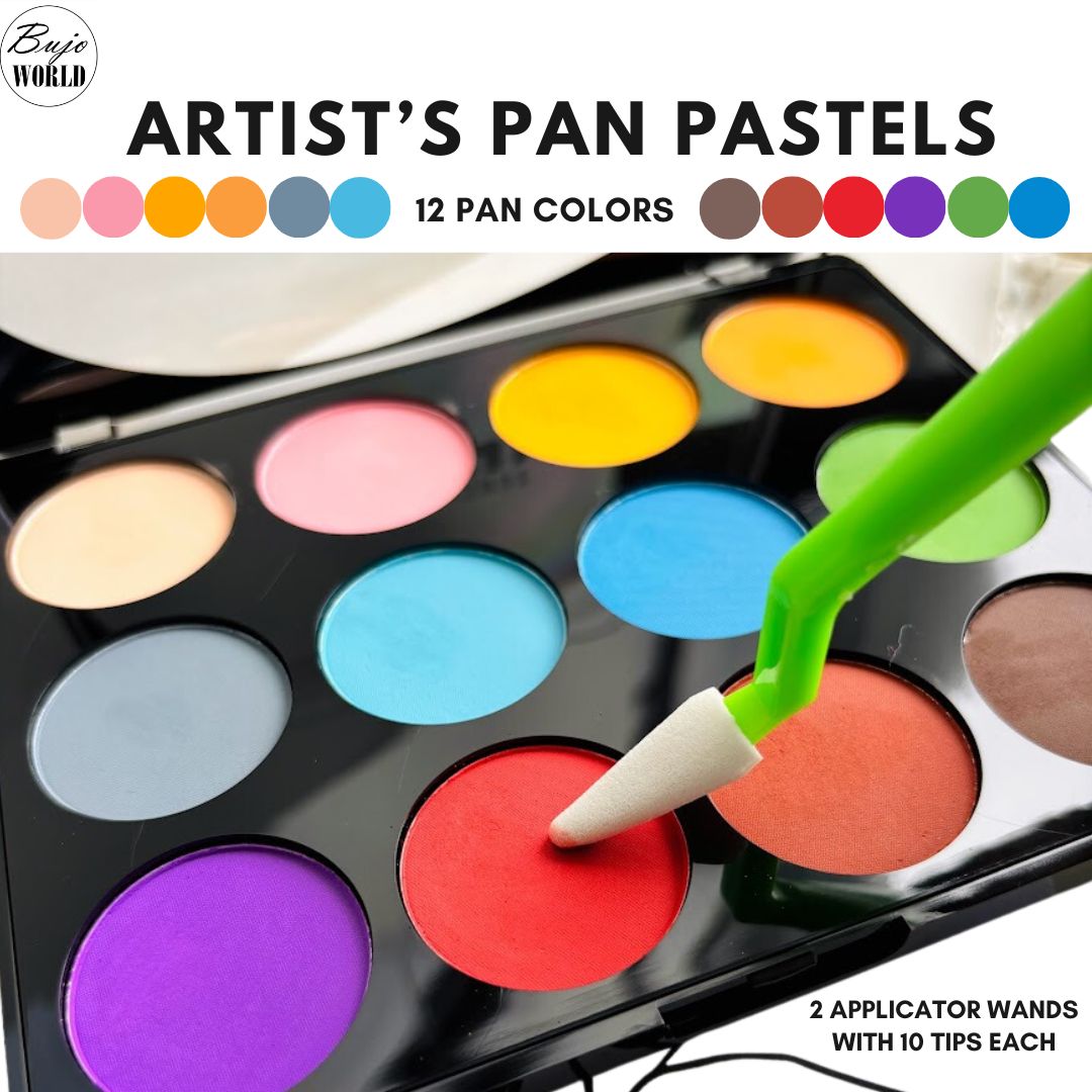 Artist Pan Pastels Set,12 Ultra Soft Pastel Colors Pan Format with ...