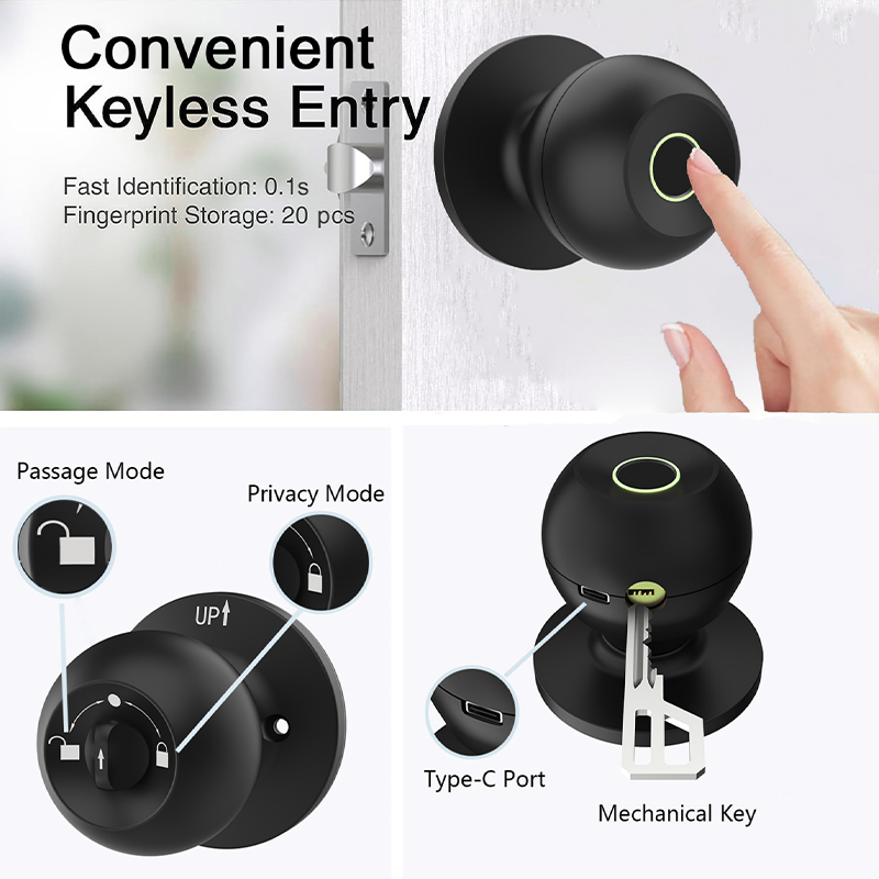 【HM】SG Stock Smart Door Knob Wifi Smart Fingerprint Door Lock Biometric ...