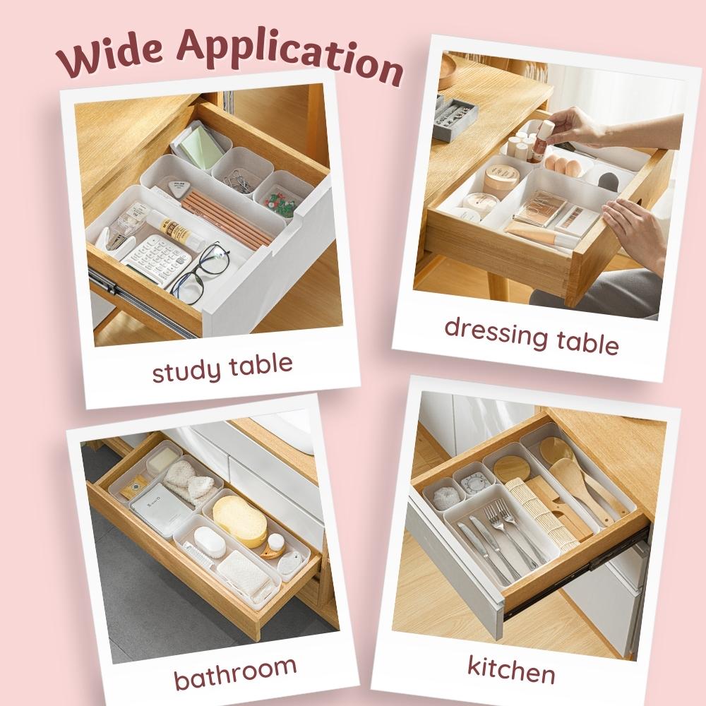 Drawer Organiser Set Desk Organizer Tray Container Kitchen Stationery ...