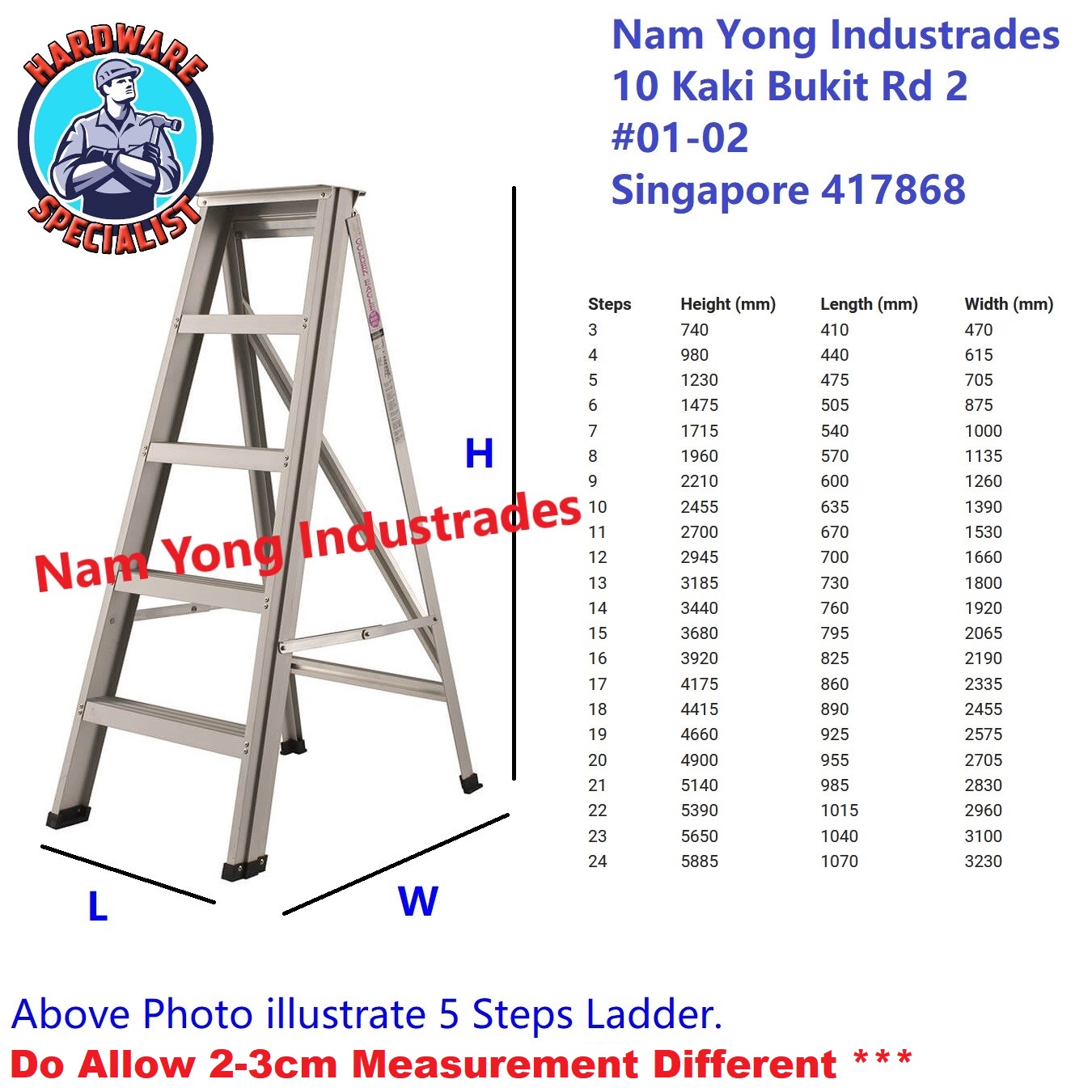 150kg Capacity Aluminum Heavy Duty A Frame Ladder 3 to 7 steps | Shopee ...