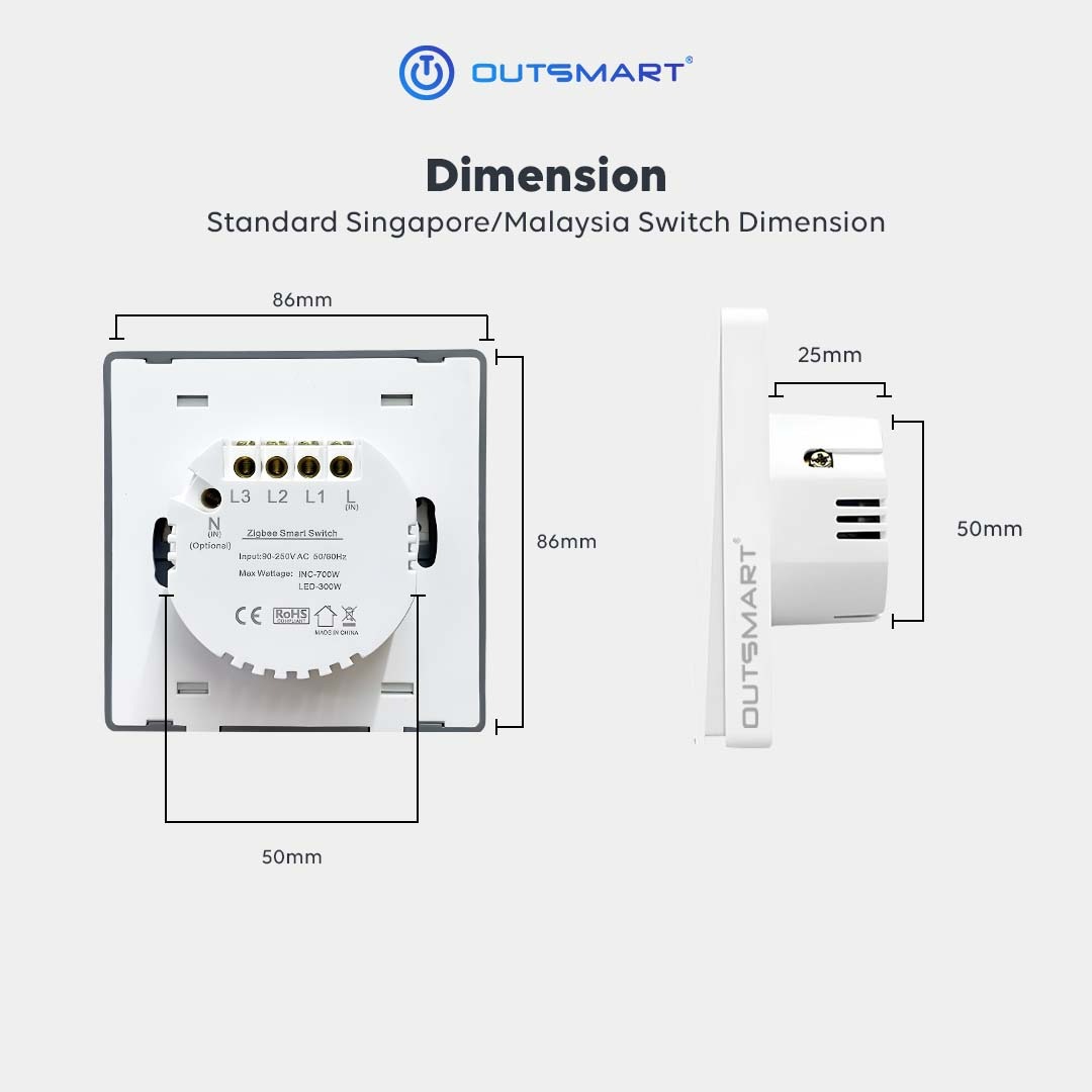 Outsmart® Knox Zigbee Smart Switch – No Neutral, No Capacitor Design | 2-Way Control | BTO ...