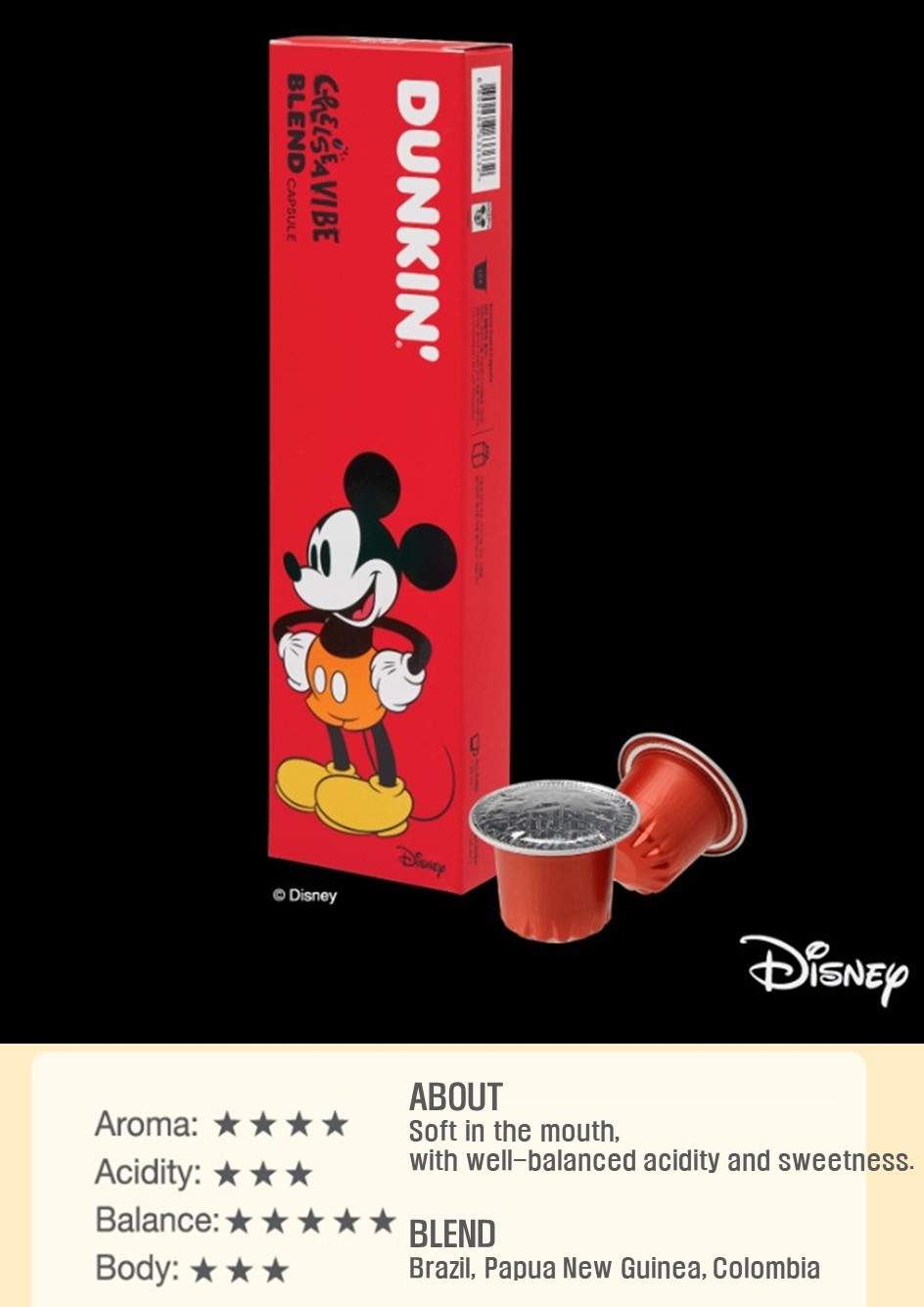 DUNKIN /Dunkin Disney Nespresso Compatible Capsule Coffee 5g x 20 ...