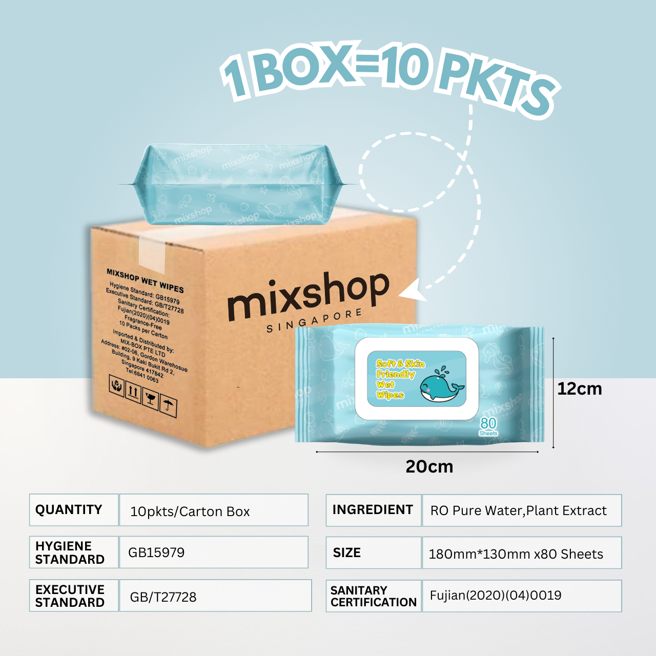 mixshop Baby Wet Wipes, 10 Pkt per Carton Total 800 Sheets, SG ready ...