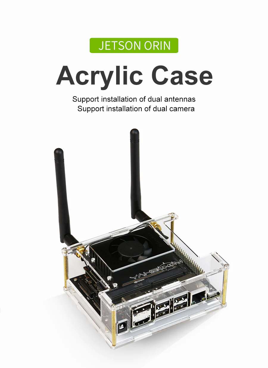 Acrylic Casing with 2 Antenna for NVIDIA Jetson Xavier NX/TX2 NX/Orin ...