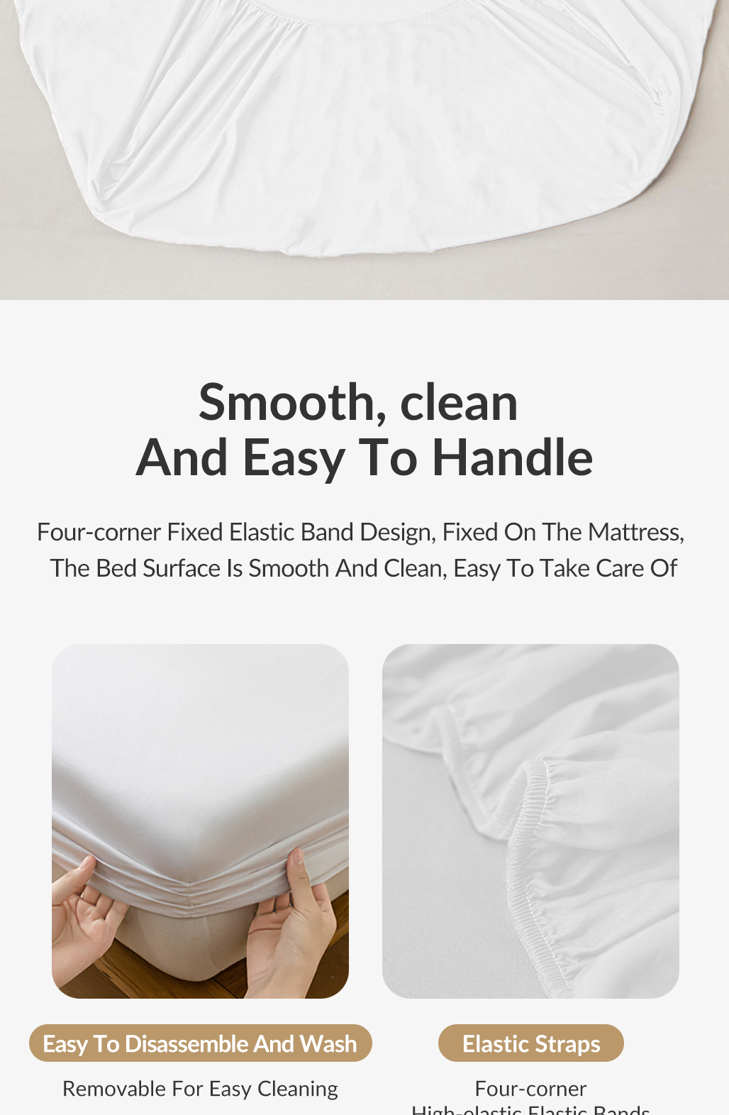 890TC Plain Fitted Sheet Set 100% Combed Cotton With Long Pillowcase ...