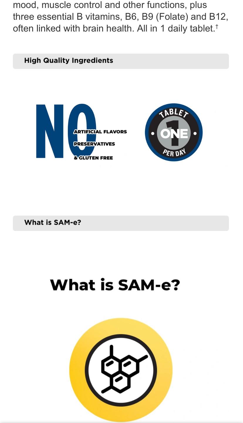 Nature Made SAM-e Advanced, 400 mg, 60 Tablets(Exp:10/2024) | Shopee ...