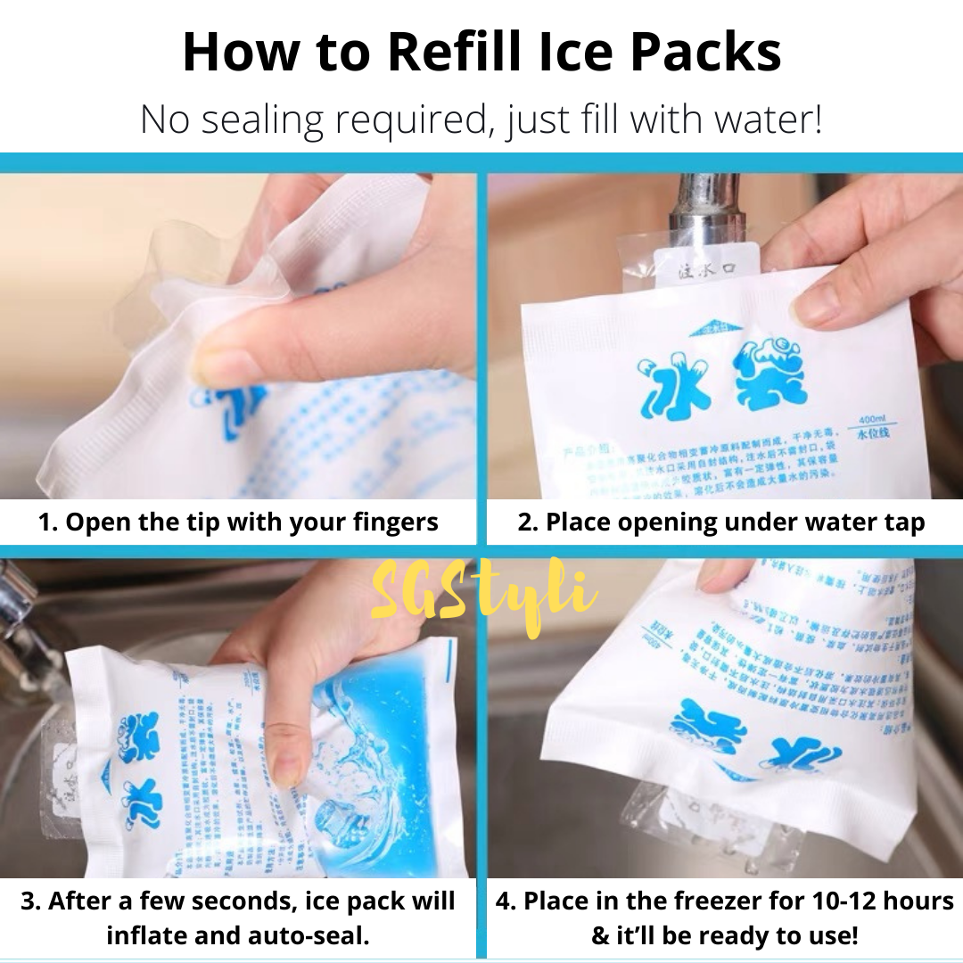 💯Ice Pack Reusable Gel for Cooler Box/ Multiple Size Ice Sports Injury ...